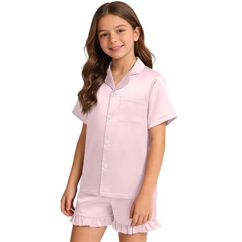 Akiihool Cute Pjs For Teen Girls Girls Pajamas Silk Satin Pajama
