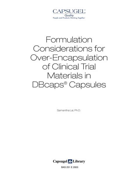 Pdf Formulation Considerations For Over Encapsulation Of Alfresco