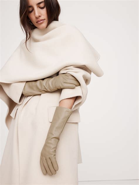 Cashmere Lined Long Leather Gloves Banana Republic