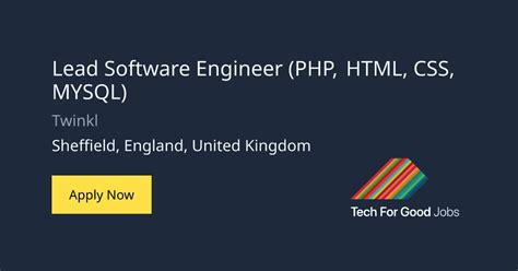 Hiring Sheffield England United Kingdom Lead Software Engineer Php Html Css Mysql At