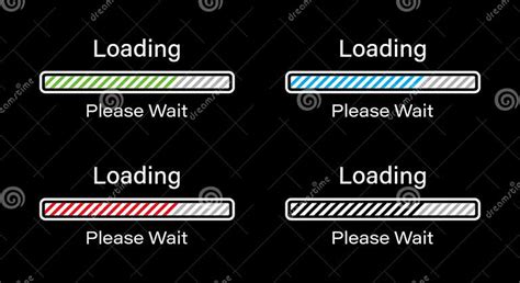 Rectangular Bar Loading With Tilted Lines Please Wait Symbol Icon Set In Four Different Colors