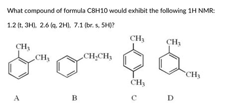Solved What Compound Of Formula C8h10 Would Exhibit The