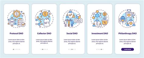 Premium Vector Types Of Daos Onboarding Mobile App Screen