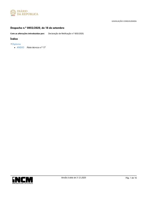 Consolidação Despacho N º 8955 2020 Diário Da República N º 183 2020 Série Ii De 2020 09 18 Pdf