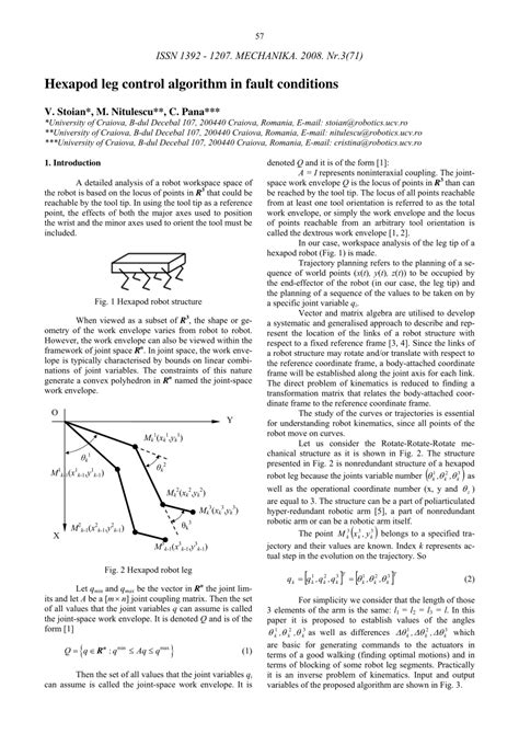 Pdf Hexapod Leg Control Algorithm In Fault Conditions