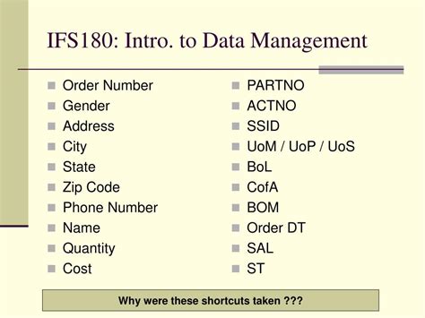 PPT IFS Intro To Data Management PowerPoint Presentation Free Download ID