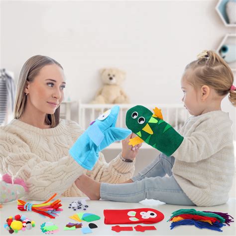 Snapklik Com 6 Pieces DIY Hand Puppets Making Kit Felt Sock Creative Art Craft Making Your Own