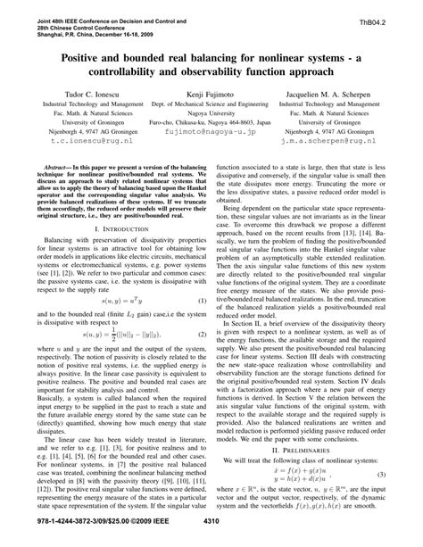 Pdf Positive And Bounded Real Balancing For Nonlinear Systems A Controllability And