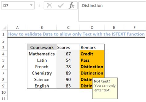 Excel Formula Data Validation Allow Text Only