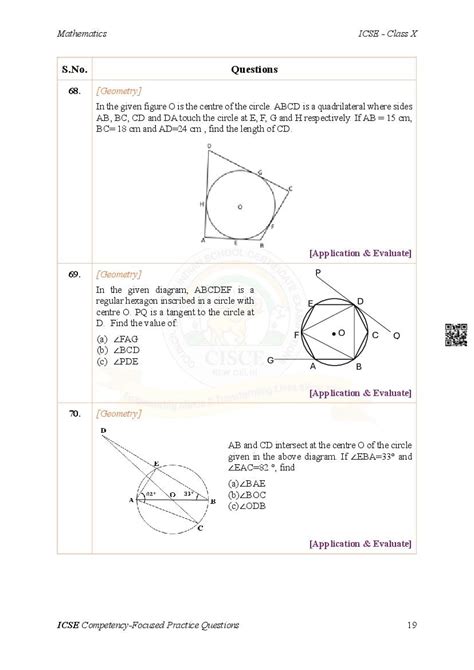 ICSE Competency Based Questions Mathematics Class Competency Practice Questions AglaSem