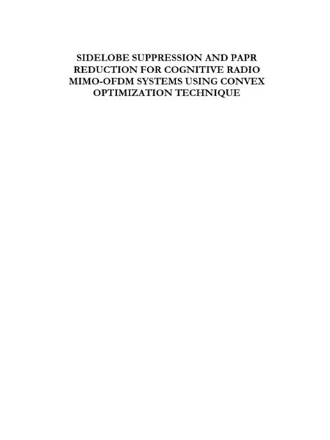 Sidelobe Suppression And Papr Reduction For Cognitive Radio Mimo Ofdm Systems Using Convex