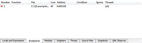 Qt Creator Debugging The Example Application