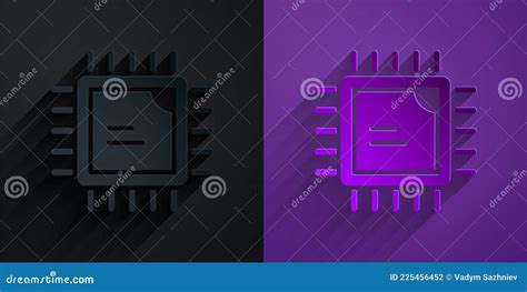 Paper Cut Computer Processor With Microcircuits Cpu Icon Isolated On