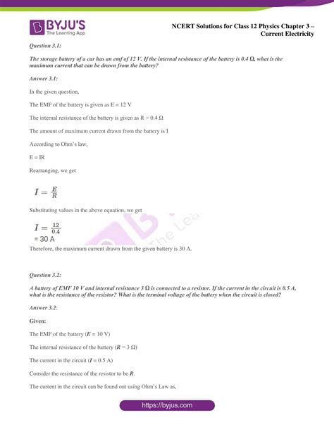 Ncert Solutions For Class 12 Physics Chapter 3 Current Electricity