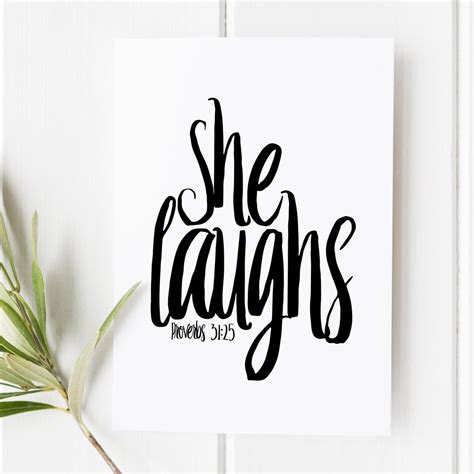 Proverbs 31 25 She Laughs Bible Verse Print Snow And Company
