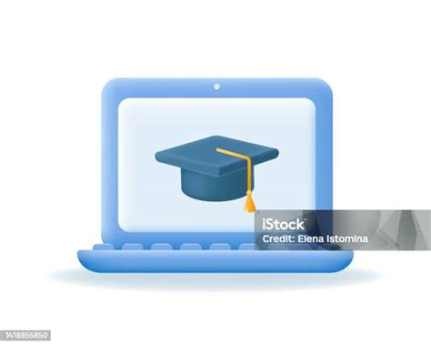 화면 책 및 대학원 모자에 문서가있는 3d 노트북 3차원 형태에 대한 스톡 벡터 아트 및 기타 이미지 3차원 형태 교습 It 지원 Istock
