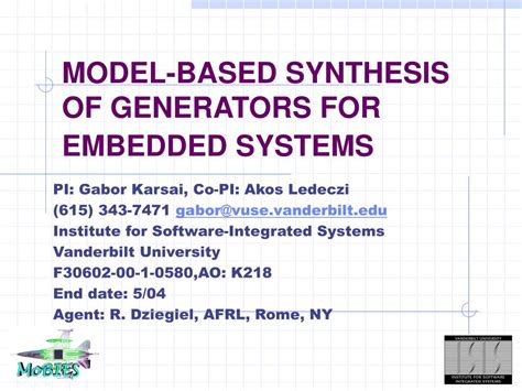 Ppt Model Based Synthesis Of Generators For Embedded Systems
