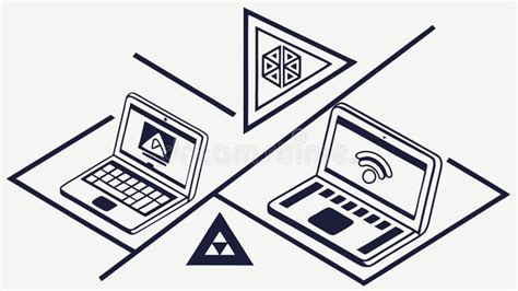 Laptops With Wifi Symbol Wireless Technology And Network Vector Design