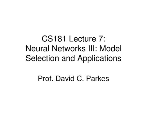 Model Selection And Application 2 Lecture Notes Computer Science