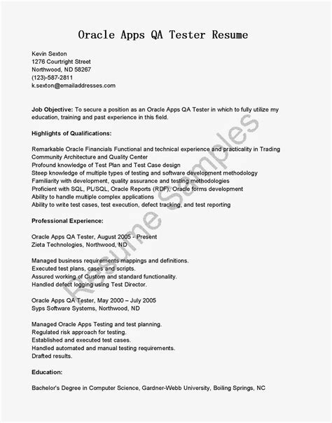 Sample Resume For Qa Tester Sample Resume