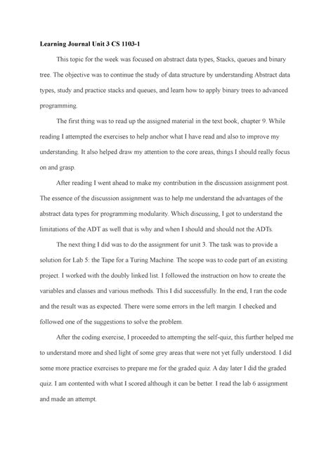 Learning Journal Unit 3 Cs 1103 Learning Journal Unit 3 Cs 1103 This