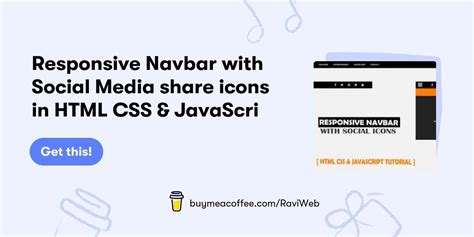 Responsive Navbar With Social Media Share Icons In Html Css And Javascri Buymeacoffee