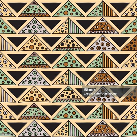 원활한 벡터 패턴입니다 손으로 기하학적 배경 갈색 색상의 장식 부족 요소를 그립니다 인종 민족 전통 모티브 인쇄 그래픽 벡터 일러스트입니다 공예 제품에 대한 스톡 벡터 아트