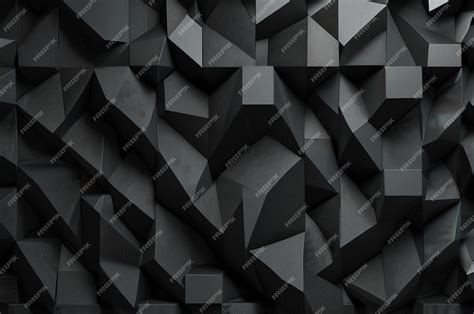 Dark Gray Geometric Abstract Background With Black White Gradient And D Effect Premium Ai