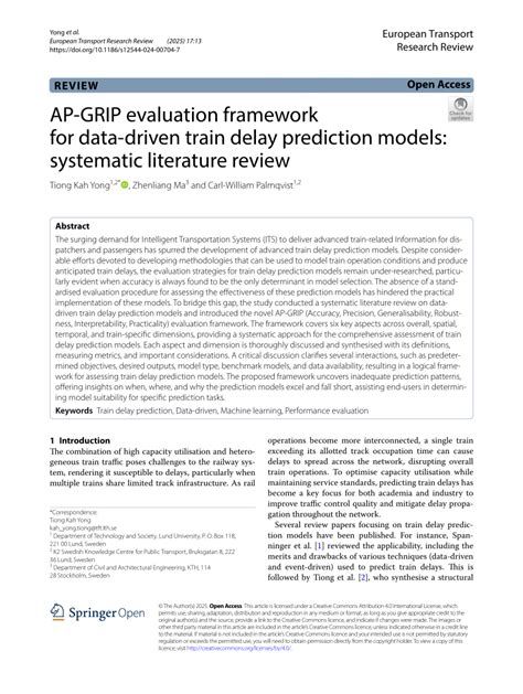Pdf Ap Grip Evaluation Framework For Data Driven Train Delay Prediction Models Systematic