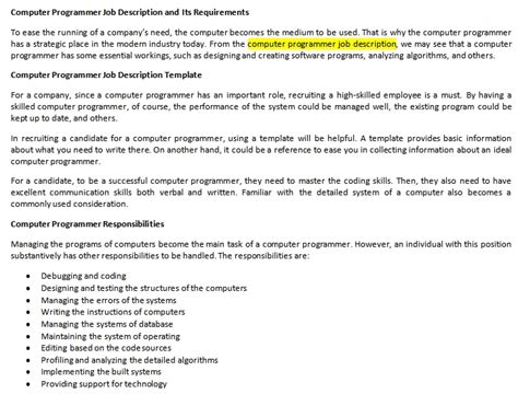 Computer Programmer Job Description And Its Requirements Shop Fresh