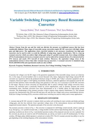 Variable Switching Frequency Based Resonant Converter PDF