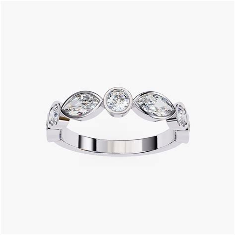 1 Ctw Marquise And Round Bezel Diamond Ring Diamond Band 14k Solid