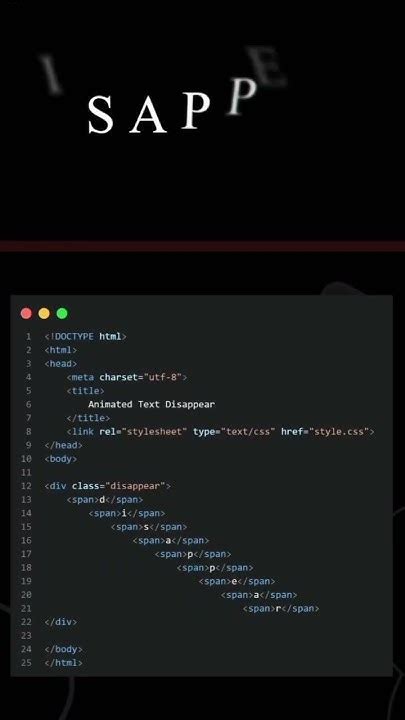 Animated Text Disappear Using Html And Css 😋😎🥰html Css Htmlshorts