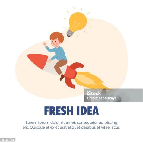 로켓을 타고 비행하는 소년 신선한 아이디어 만화 평면 벡터 일러스트 레이 션 로켓에 대한 스톡 벡터 아트 및 기타 이미지 로켓 아이 일러스트레이션 Istock