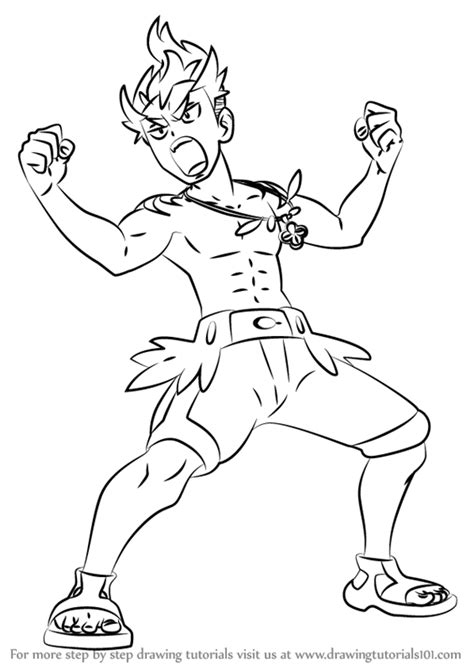 Learn How To Draw Kiawe From Pokemon Sun And Moon Pokémon Sun And Moon Step By Step Drawing
