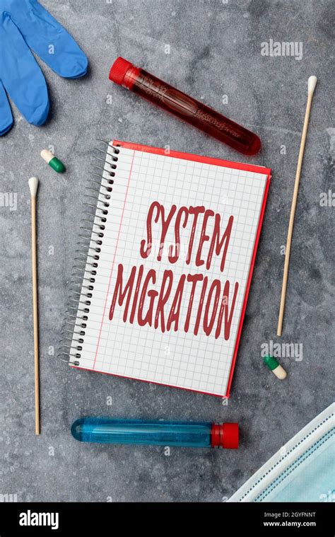 Writing Displaying Text System Migration Business Concept Moving From The Use Of One Operating