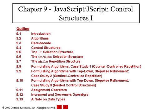 Chapter 9 Java Scriptjscript Control Structures I Outline