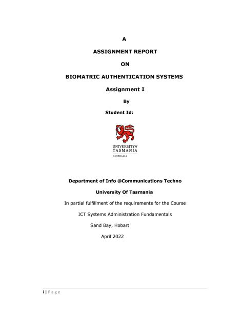 Assignmentof 501 Assignment1 A Assignment Report On Biomatric