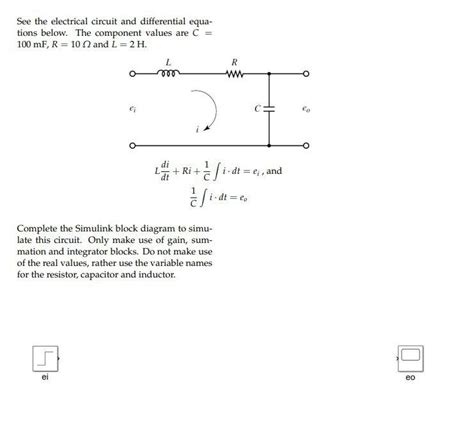 Solved See The Electrical Circuit And Differential Equa Chegg Com