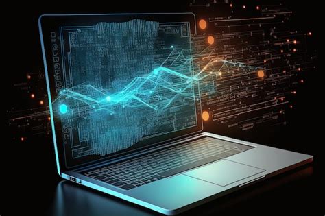 Premium Photo Digital Data And Network Connection On Laptop Screen