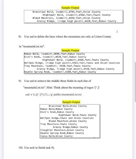 Solved Purpose Practices On The Grep Fgrep Egrep Sed