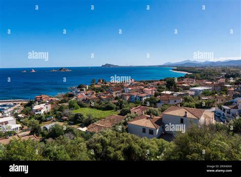Aerial Landscape Of Santa Maria Navarrese On Sardinia In Italy Stock