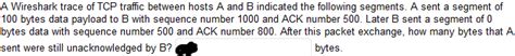Solved A Wireshark Trace Of TCP Traffic Between Hosts A And Chegg
