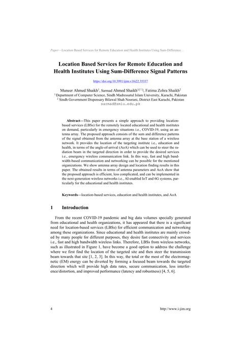 Pdf Location Based Services For Remote Education And Health Institutes Using Sum Difference