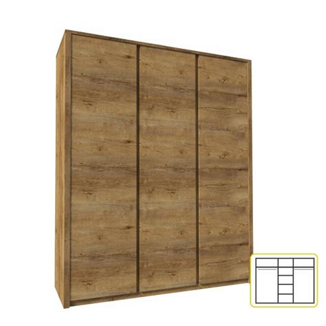 Dulap Cu Trei Uşi Stejar Lefkas închis Montana S3d Kondelaro