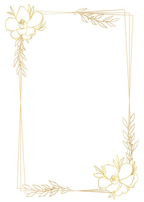 Wedding Frames With Golden Borders Vector Golden Border Weddings With Flowers Wedding Png And