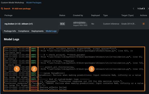 Model Logs For Model Packages Legacy Datarobot Docs