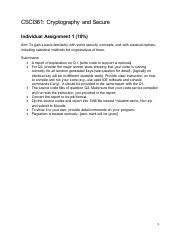 CSCI Assignment Pdf CSCI Cryptography And Secure Individual Assignment Aim To