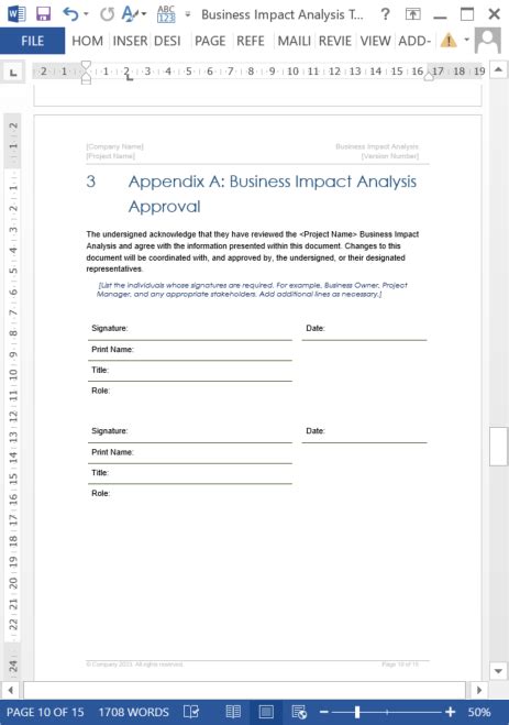 Business Impact Analysis Bia Template Ms Office Templates With Ai Prompts