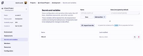 secrets and variables flexstack documentation